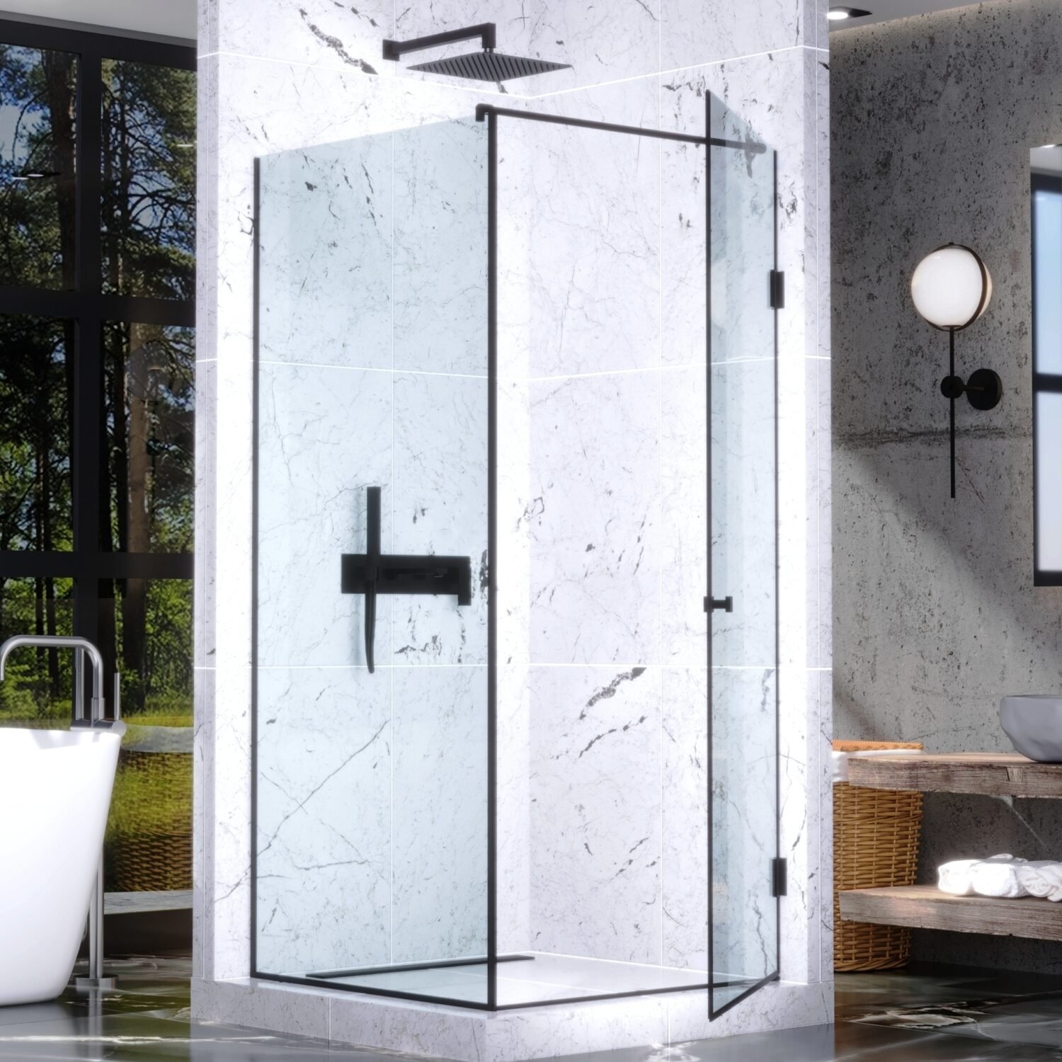 CLARA Loft|cкляна розпашна кутова душова кабіна - Splenko